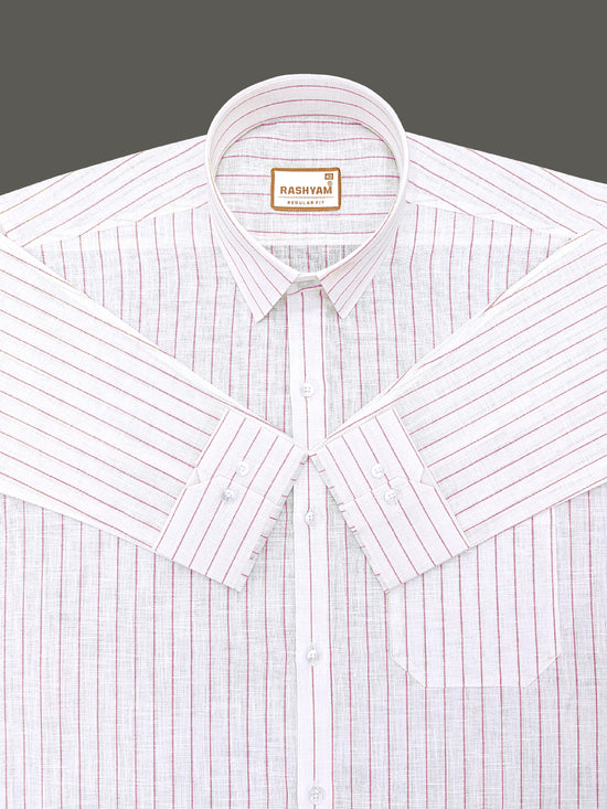 Arezzo Italian Premium Light Pink Line On White Formal Shirt For Men ...